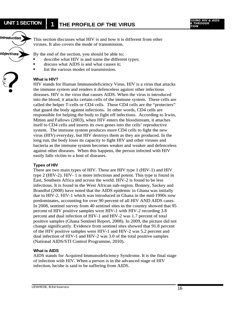 Unit 1 - Section 1 hiv NEW | PDF | Hiv/Aids | Hiv