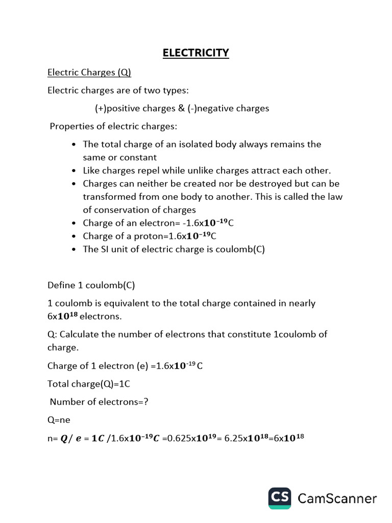 Electricity Notes Part-1 | PDF | Electric Charge | Voltage