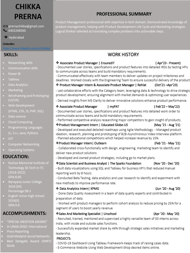 Prerna PM Resume | PDF | Web Development | Computing
