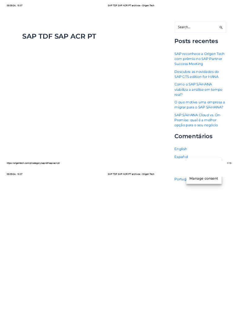 SAP TDF SAP ACR PT archivos - Origen Tech | PDF | Business