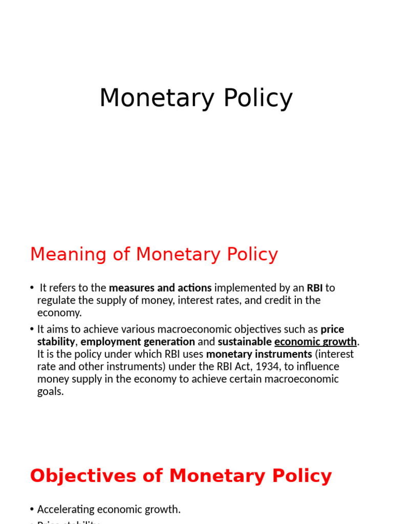 Monetary Policy Revised | PDF | Reserve Bank Of India | Monetary Policy
