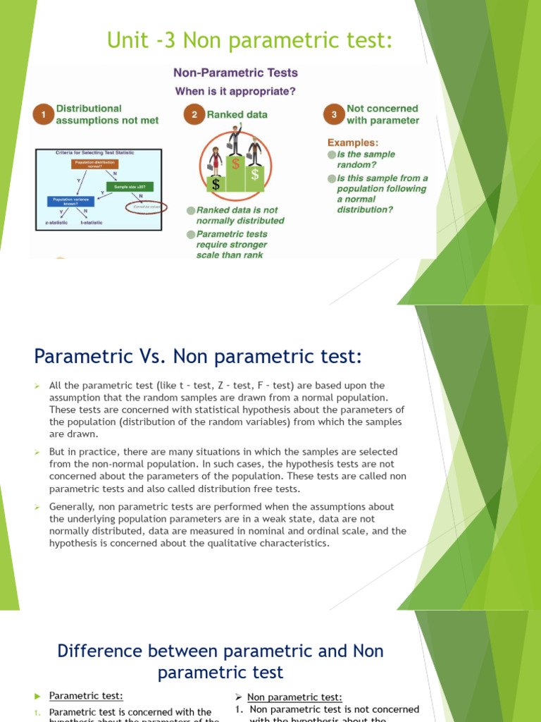 Unit - 3 Non Parametric Test part 1 | PDF | Statistical Hypothesis ...