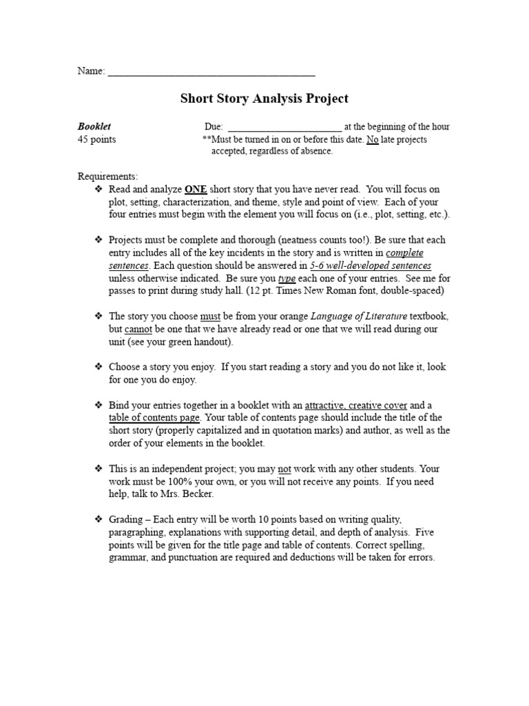 Short Story Analysis Project Guidelines | PDF | Human Communication
