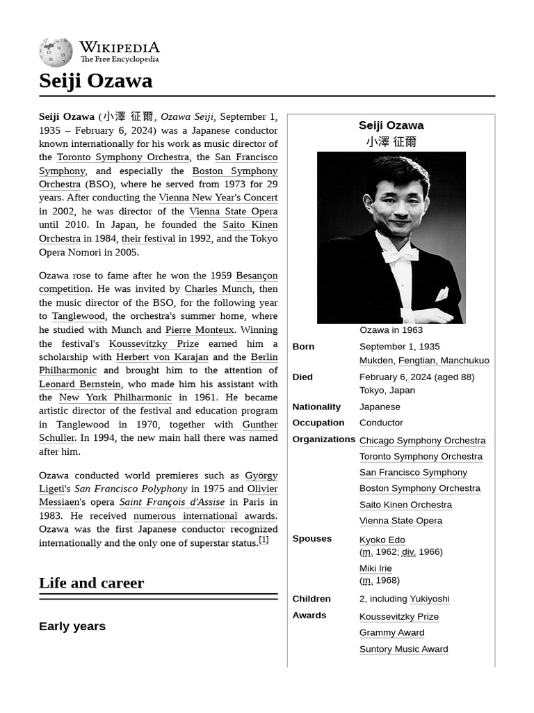 Seiji_Ozawa | PDF | Classical Music | Orchestras