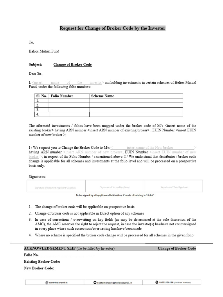 Change of Broker Code Form | PDF
