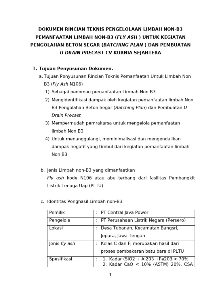 Full Rintek Pemanfaatan Limbah Non-B3 CV Kurnia Sejahtera | PDF