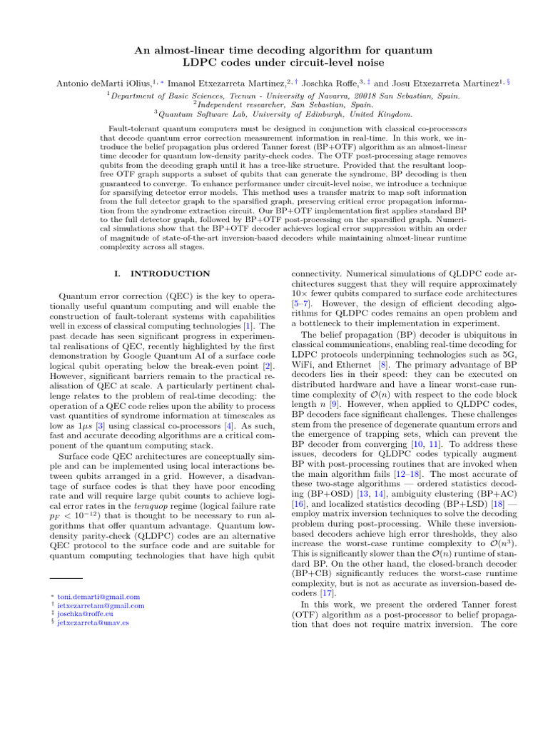 An Almost Linear Ime Decoding Algorithm For Quantum Ldpc Codes Under Circuit Level Noise 2