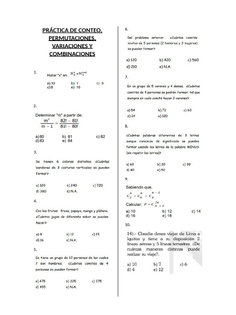 Práctica de Conteo | PDF