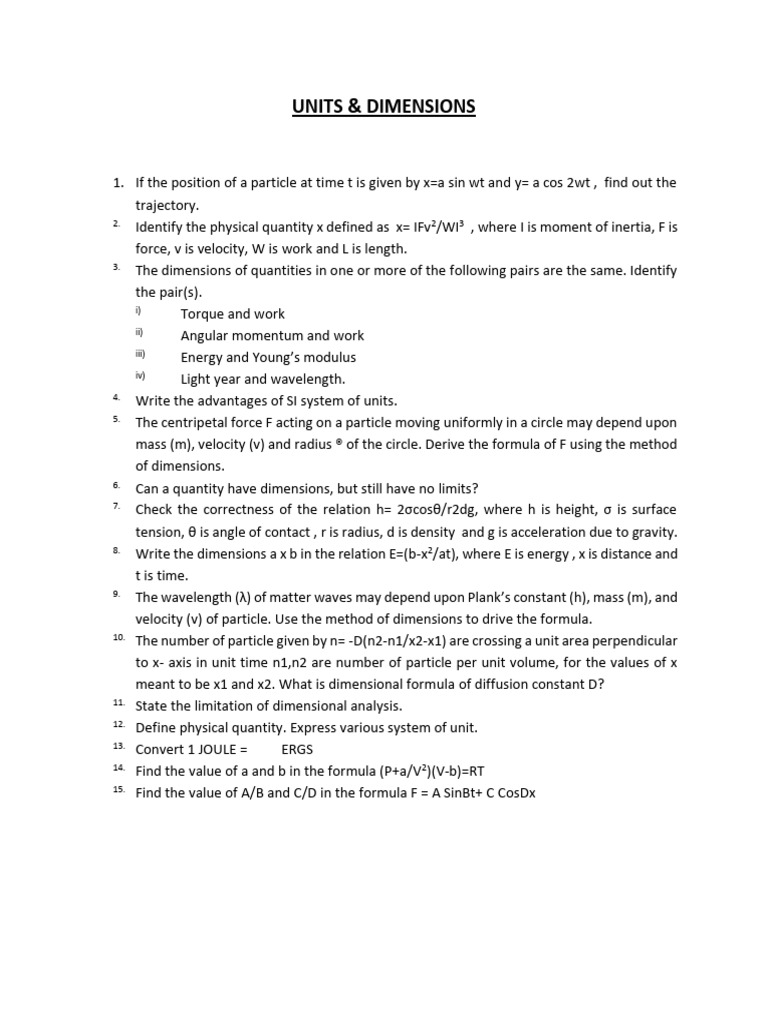 unit and dimension | PDF