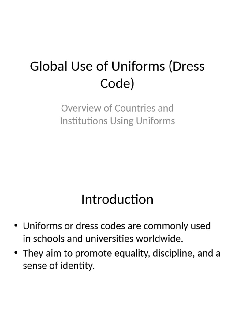Uniforms Dress Code Presentation No Images | PDF