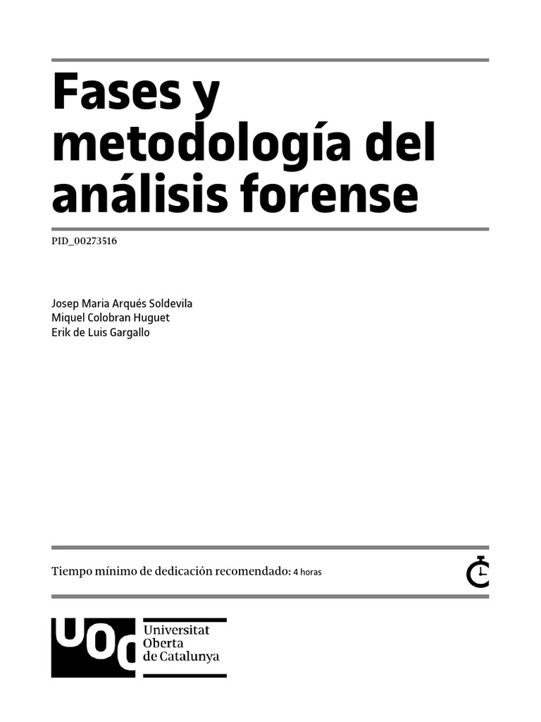 Fases y Metodología Del Análisis Forense, Josep Maria Arqués Soldevila ...