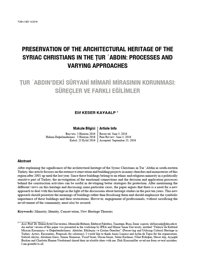 Syriac Christian Heritage in Tur Abdin | PDF