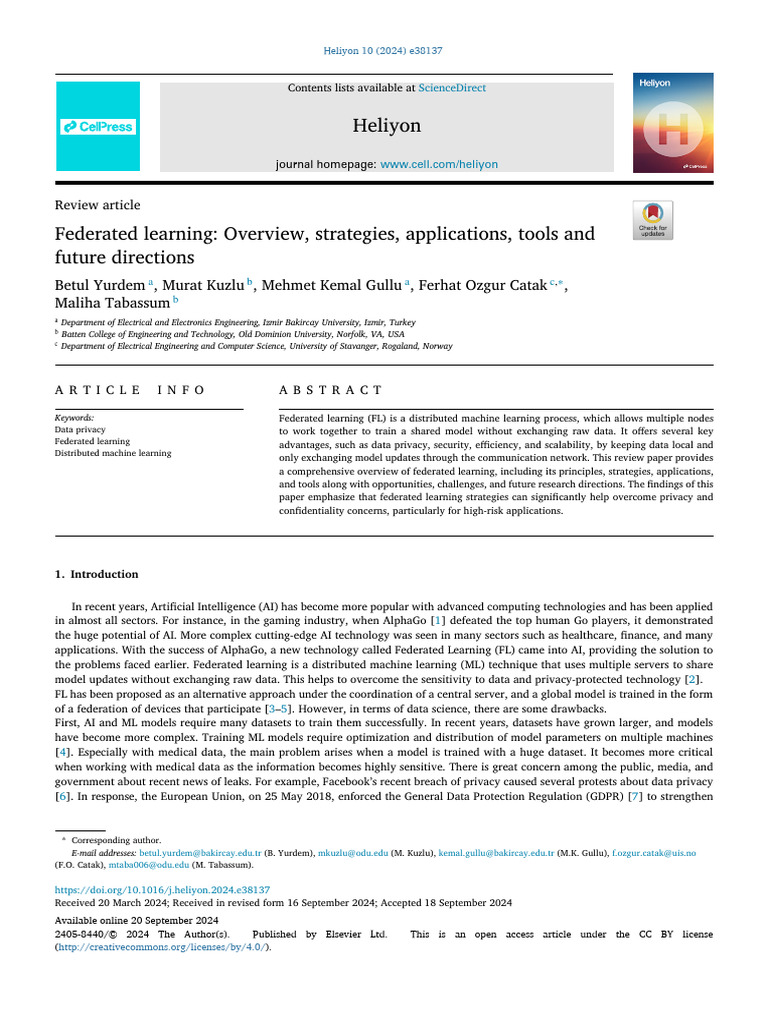 Federated learning Overview, strategies, applications, tools and | PDF ... Federated learning Overview, strategies, applications, tools and | PDF ...