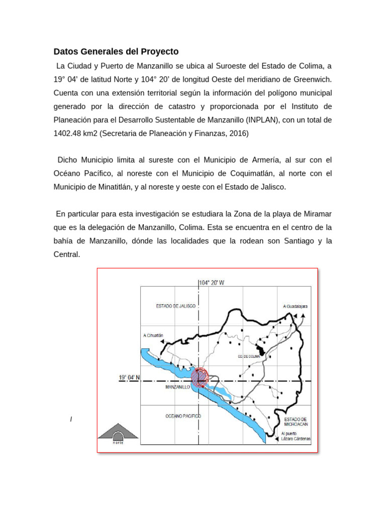 Datos Generales Del Proyecto Manzanillo | PDF | Geografía Física ...