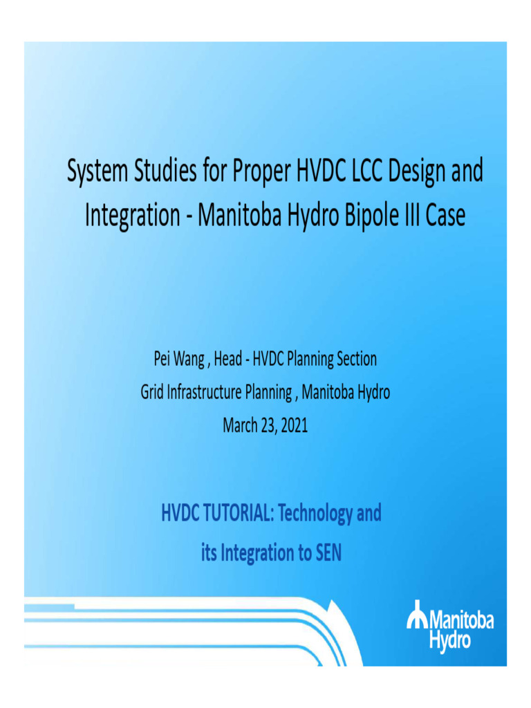 HVDC LCC Design: Manitoba Hydro Case Study | PDF | High Voltage Direct ...