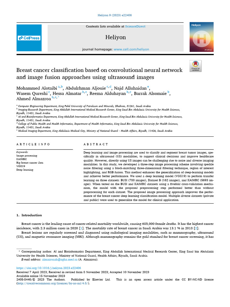 Breast Cancer Classification Based On Convolutional Neural Network And Image Fusion Approaches