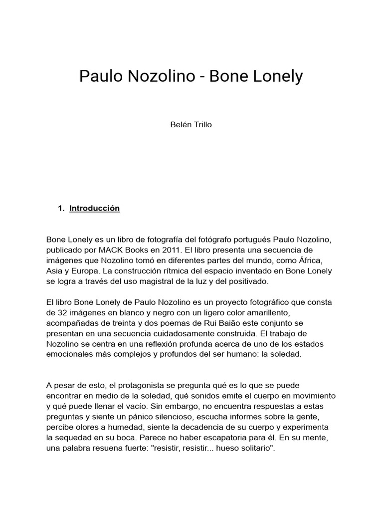 Paulo Nozolino - Bone Lonely | PDF | Composición (artes visuales) | Ritmo