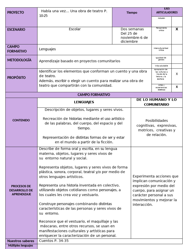 2° S 14 y 15 Planeación Profa Kempis | PDF | Aprendizaje | Teatro