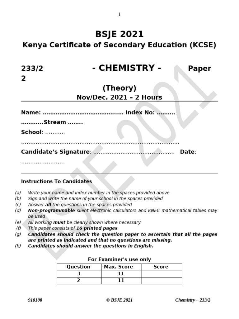 233 Chemistry p2 Qs | PDF | Atoms | Physical Chemistry