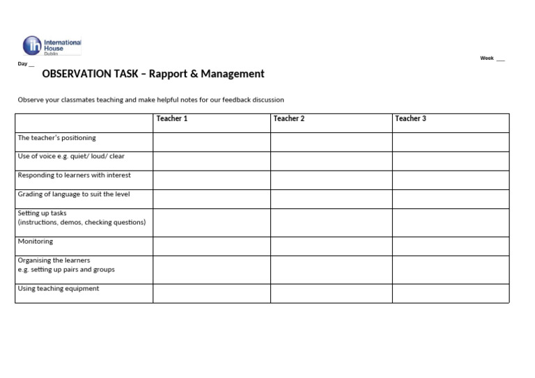 Day 1 Observation Task - Rapport and Management | PDF