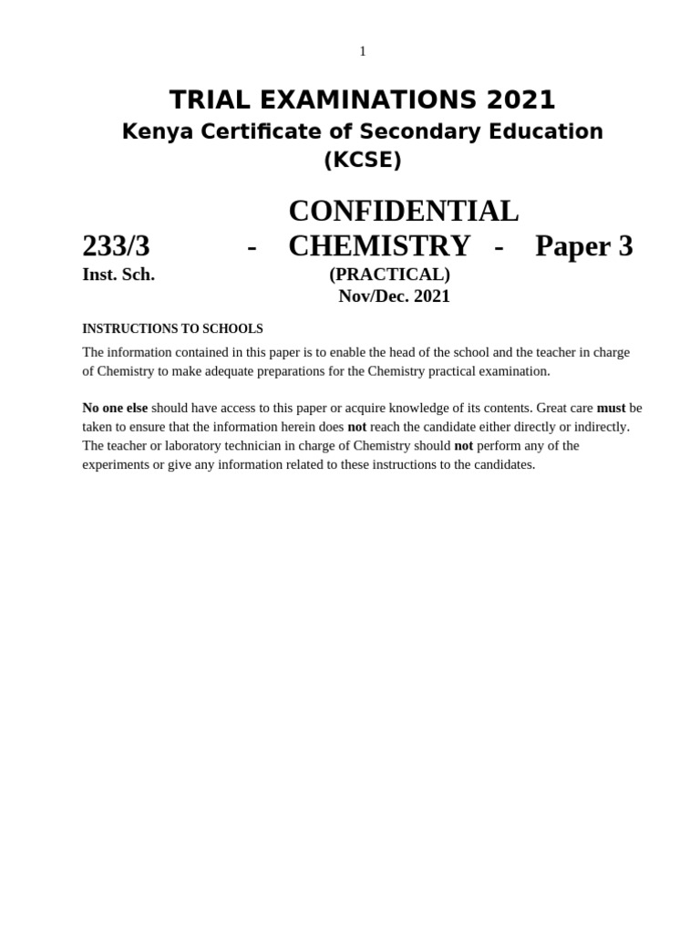 233 Chemistry p3 Confidential | PDF