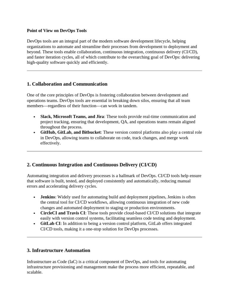 Point of View On Devops Tools | PDF | Cloud Computing | Software Development