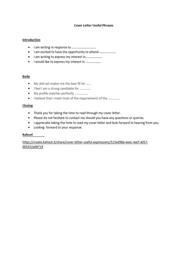 3 - Cover Letter Useful Phrases | PDF