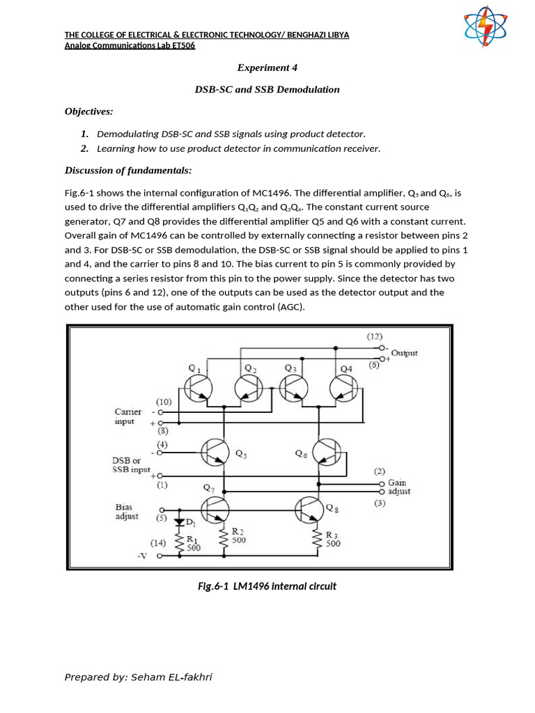 Dsb Sc And Ssb Demodulation Exp4 Pdf Detector Radio Modulation