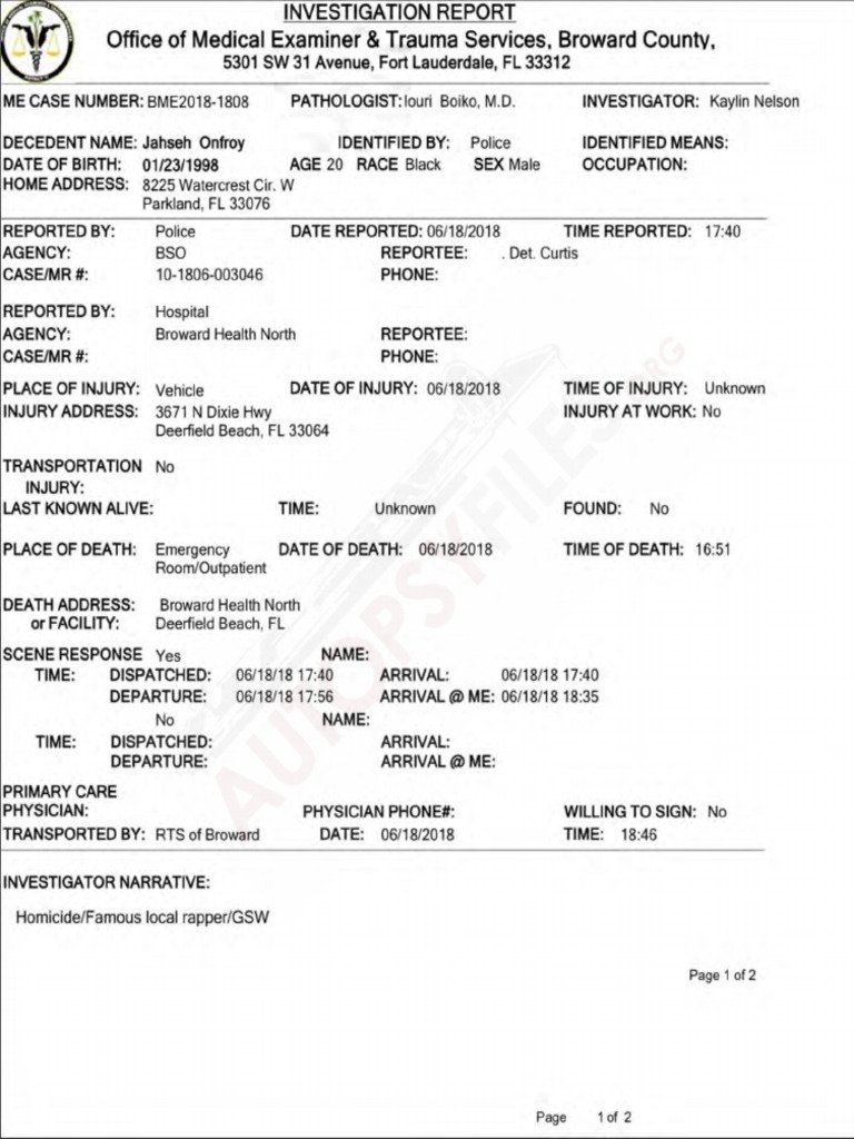 Onfroy, Jahseh Report | PDF