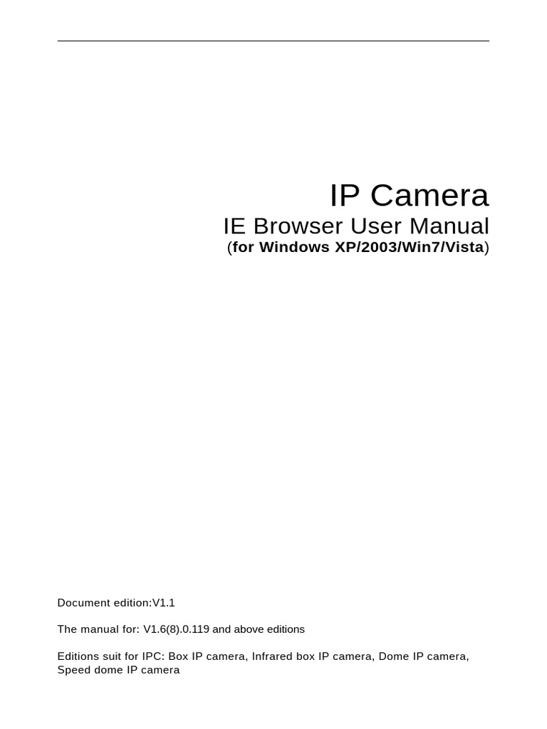IE Browser User's Manual V1.1-IP Camera | PDF | Wi Fi | File Transfer Protocol