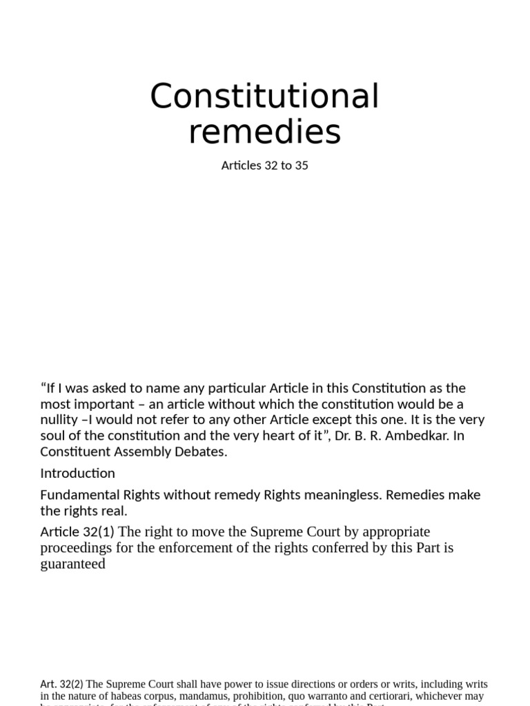 Constitutional Remedies | PDF | Writ | Writ Of Prohibition
