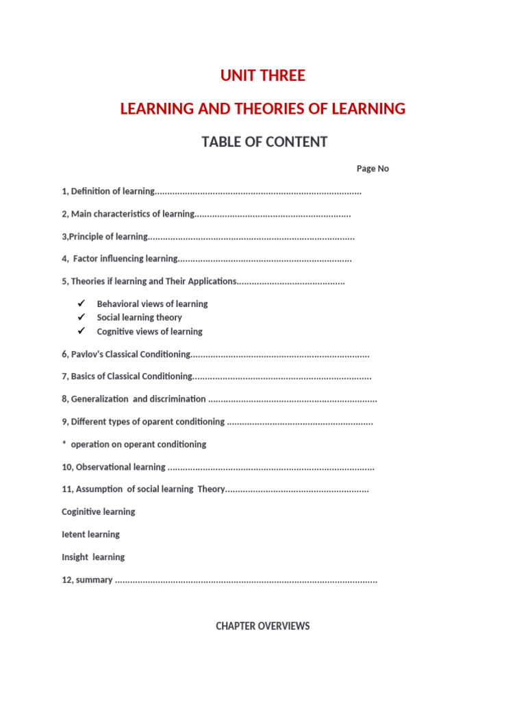 Psycho Unit 3 Learning PDF | PDF | Classical Conditioning | Learning