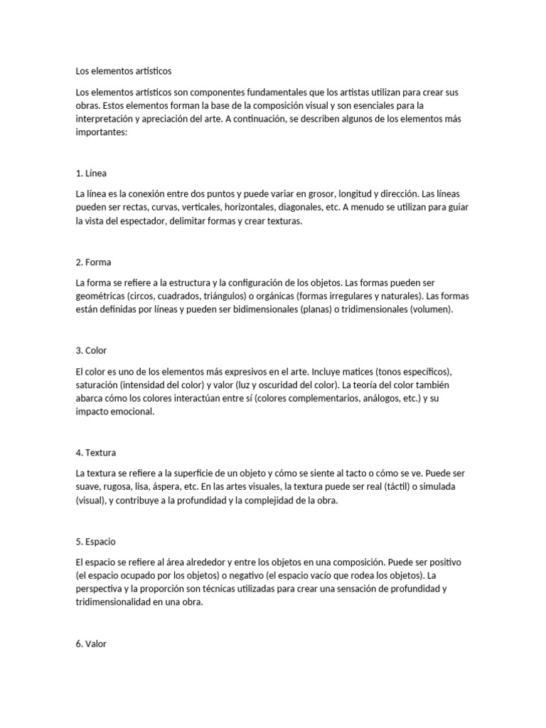 Elementos Artísticos en el Arte Visual | PDF | Composición (artes visuales)
