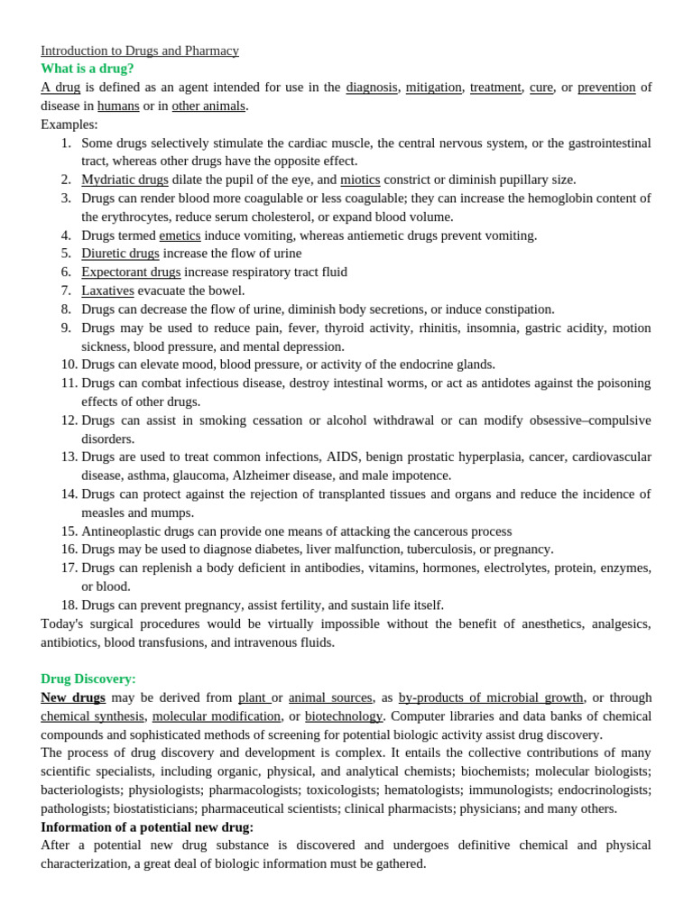 Overview of Drugs and Pharmacy Basics | PDF | Food And Drug ...