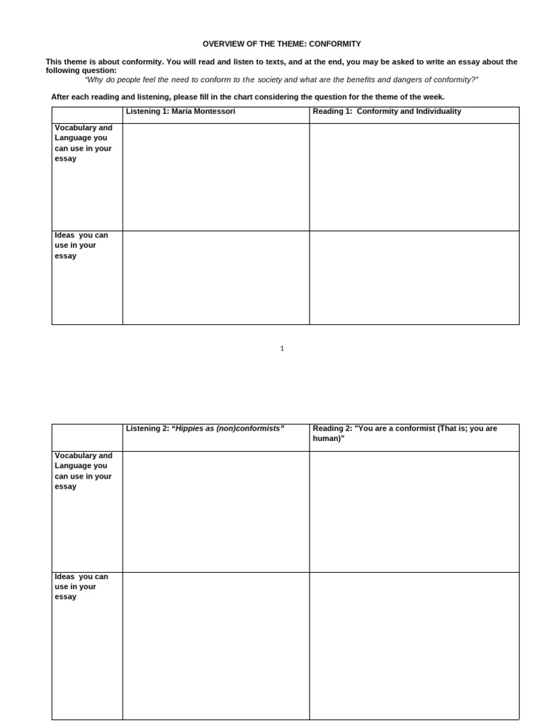 CONFORMITY THEME - STUDENT BOOKLET - Revised 2 | PDF | Conformity ...