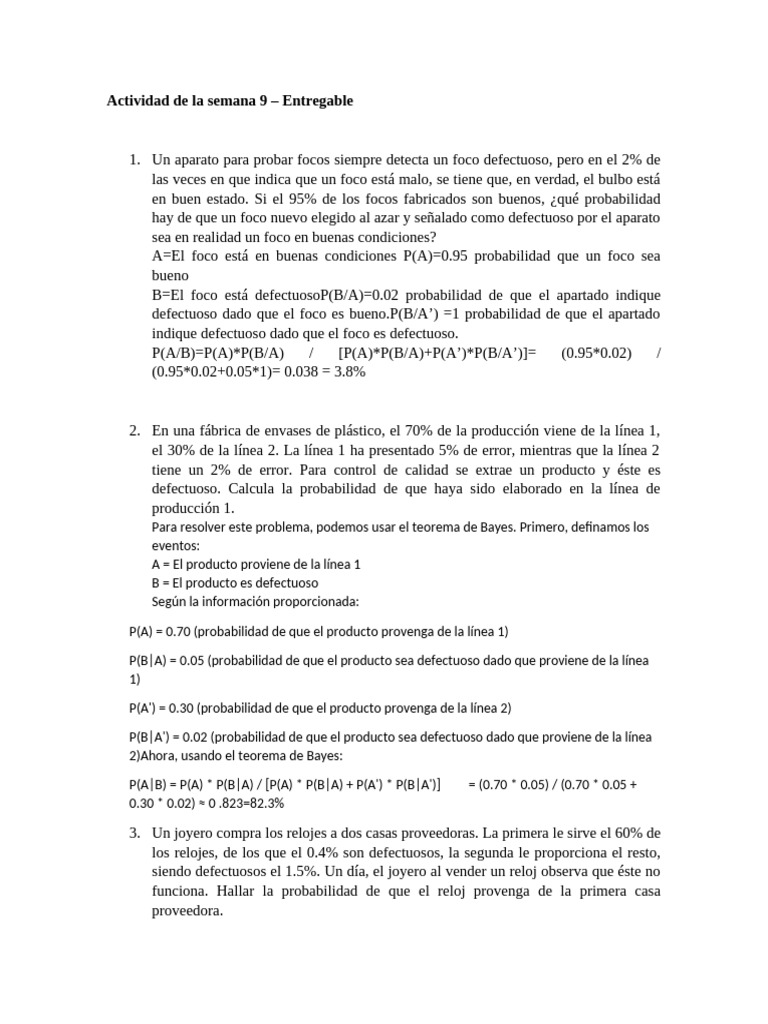 Semana 9 Entregable | PDF | Probabilidad | Matemáticas