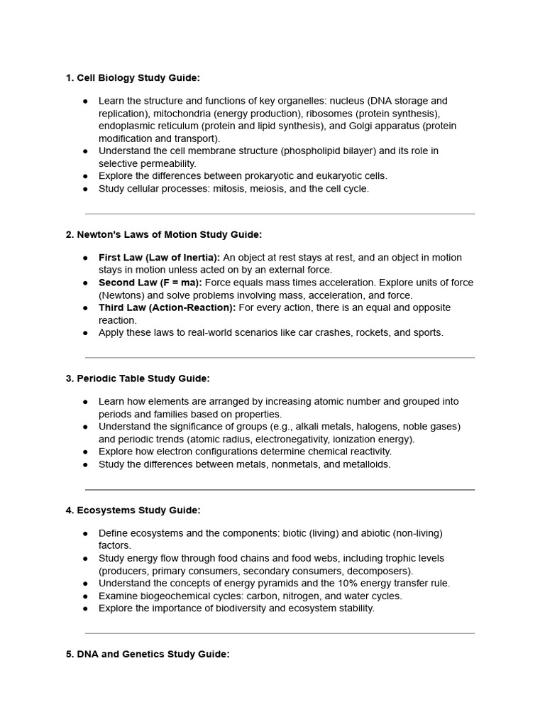 Cell Biology Study Guide | PDF | Cell (Biology) | Biology