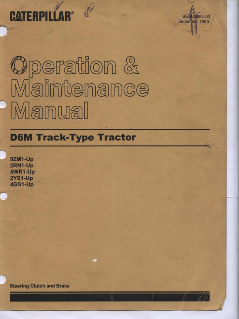 D6M Track-Type Tracktor Operation & Maintenance Manual | PDF