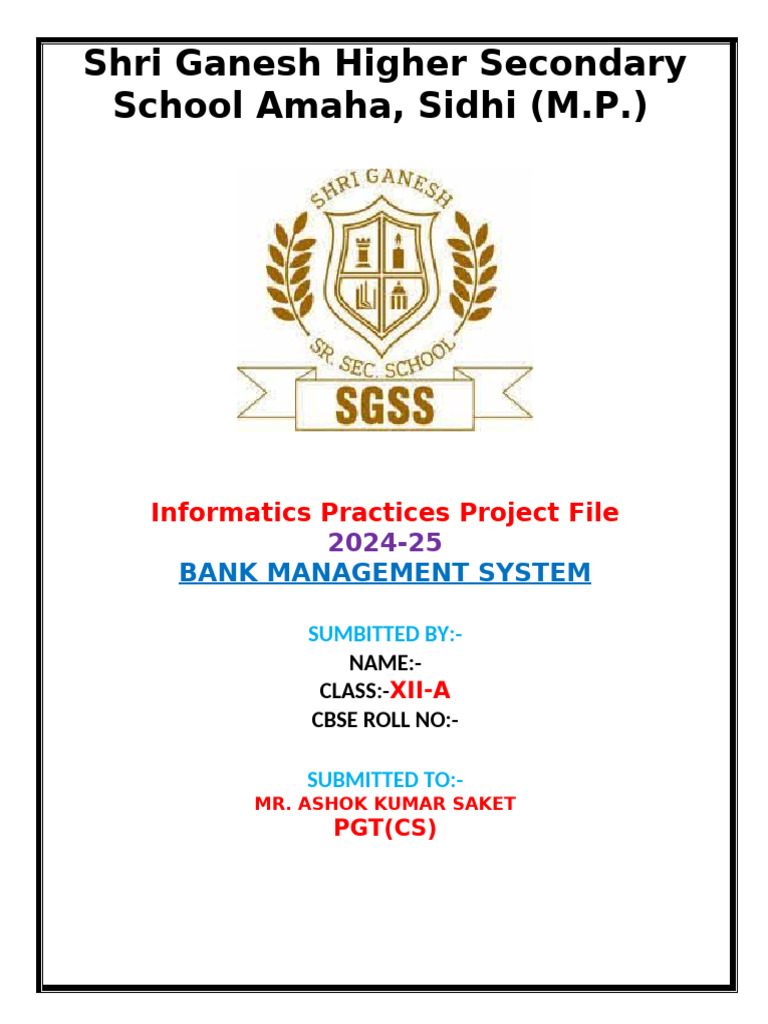 Bank Management System | PDF | Databases | My Sql
