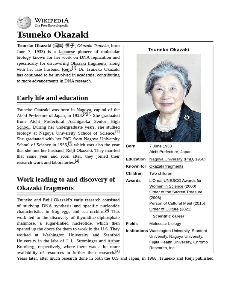 Tsuneko_Okazaki | PDF | Macromolecules | Dna