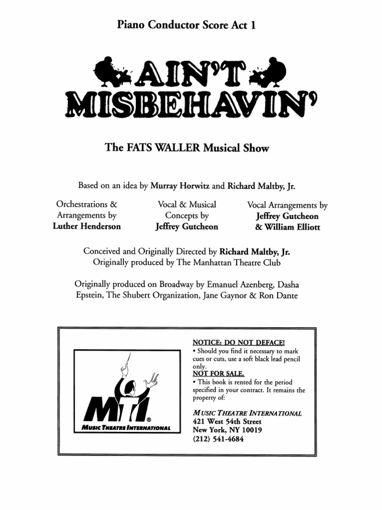 Aint Misbehavin Mti Pc | PDF