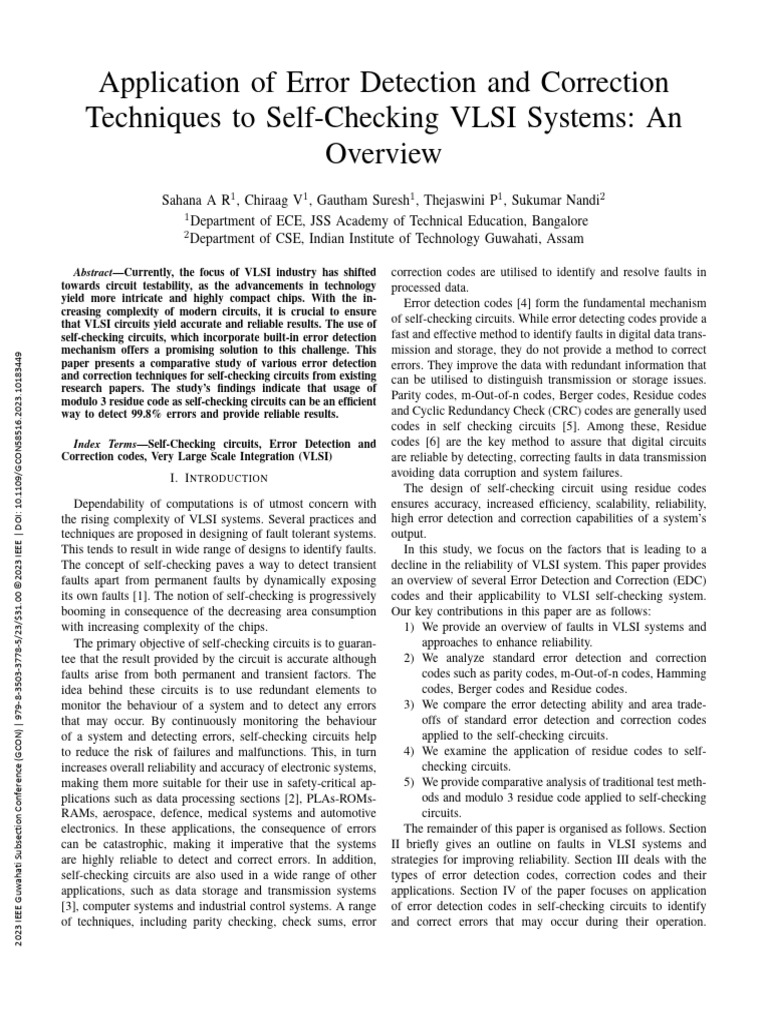 Application Of Error Detection And Correction Techniques To Self