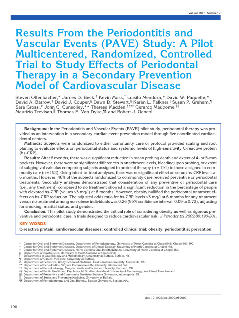 Results From PAVE Pilot Study | PDF | Cardiovascular Diseases | C ...