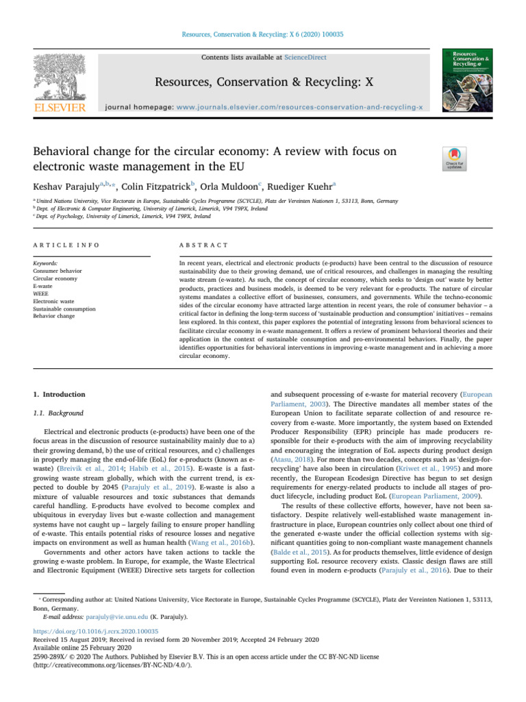 Behavioral Change Electronic Waste | PDF | Electronic Waste | Behavior