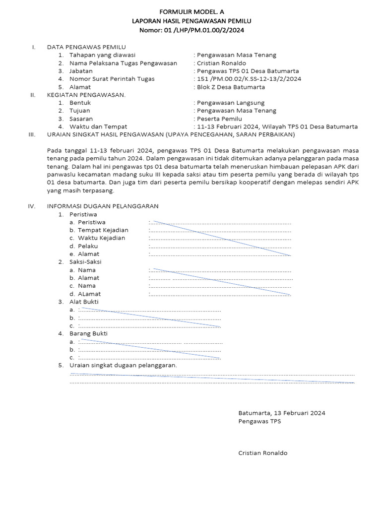 Contoh Form A Ptps | PDF