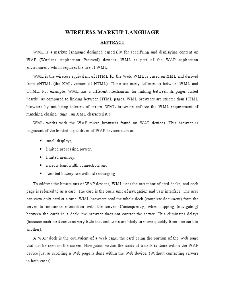 An Introduction to Wireless Markup Language (WML): Its Purpose, Structure, Advantages and ...