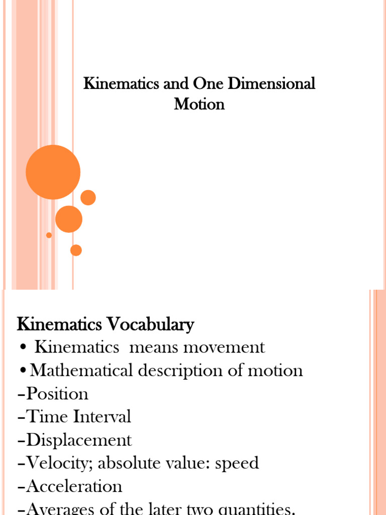 Kinematics 1 D Ch 2 | PDF | Velocity | Kinematics