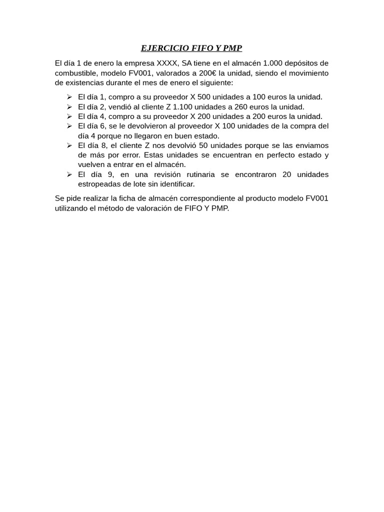 Ejercicio Fifo y PMP | PDF