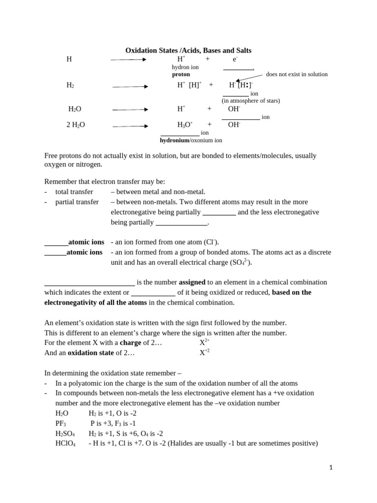 5 Oxidation State, Acids Bases Salts, Solubility Student | PDF | Acid ...