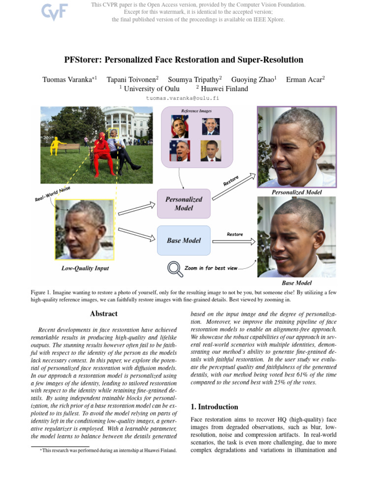 Varanka PFStorer Personalized Face Restoration and Super-Resolution ...